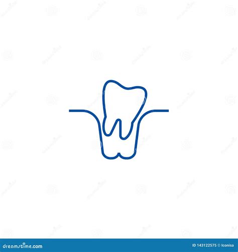 Tooth Extraction Line Icon Concept Tooth Extraction Flat Vector Symbol Sign Outline
