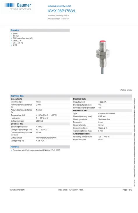 Baumer Inductive Sensor At ₹ 785piece Khanna Nagar Haridwar Id