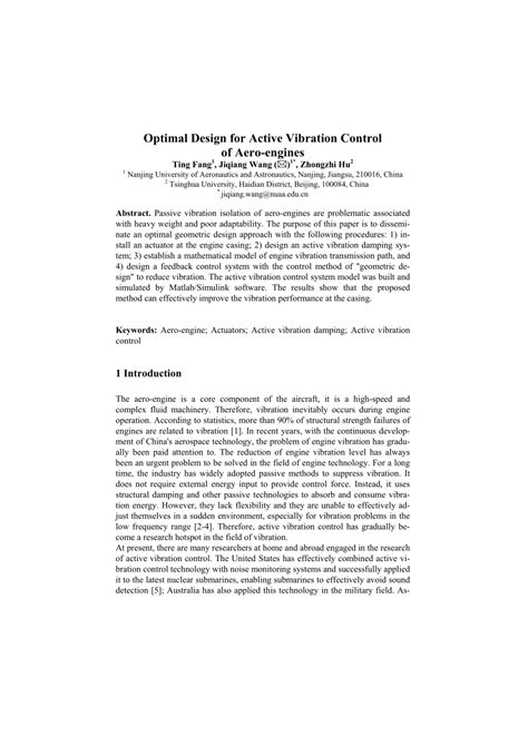 PDF Active Vibration Control For Aeroengines