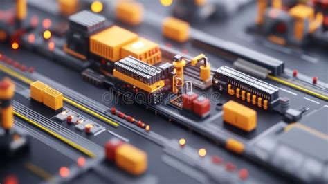 Automated Factory Production Line With Robotic Arms Stock Illustration Illustration Of Chain