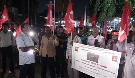 Cpi M Stages Candlelight March In Sri Vijaya Puram Against Frequent