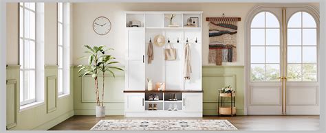 One Allium Way Versatile 3 In 1 Hall Tree With 6 Hooks Farmhouse