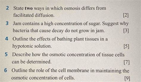 Solved 2 State Two Ways In Which Osmosis Differs From Facilitated Diffusion 2 3 Jam Contains