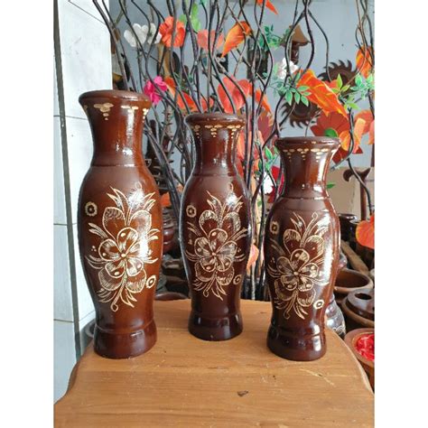 Jual Vas Merak Set Cukit Bunga Kayu Jati Shopee Indonesia