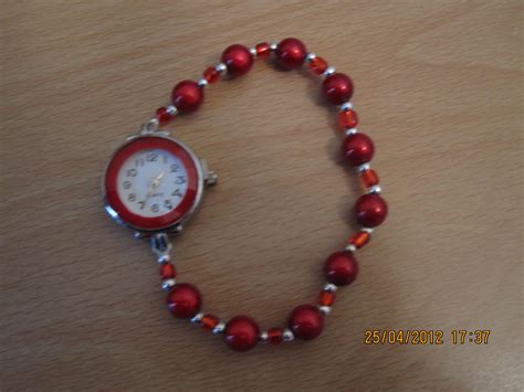Red Miracle bead watch | Beaded watches, Bracelet watch, Beads