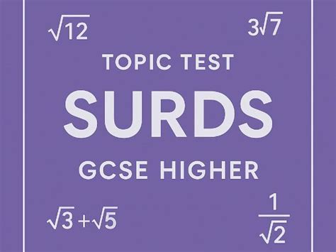 Surds Topic Test Higher Igcse Teaching Resources