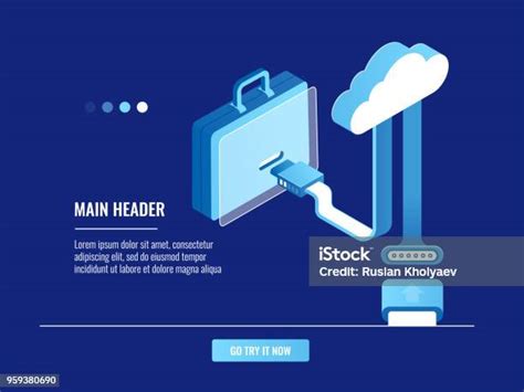 온라인 포트폴리오 개념 클라우드 데이터 스토리지 아이소메트릭 정보 창 고 개념에 대한 스톡 벡터 아트 및 기타 이미지 개념