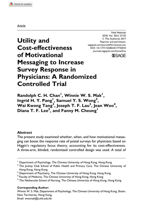 Pdf Utility And Cost Effectiveness Of Motivational Messaging To