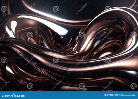 Abstract 3d Render Glossy Reflective Metallic Organic Curve Wave In Motion Ai Generated
