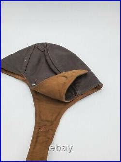 Vintage Wwii German Luftwaffe Pilot Aviator Leather Flight Helmet Cap