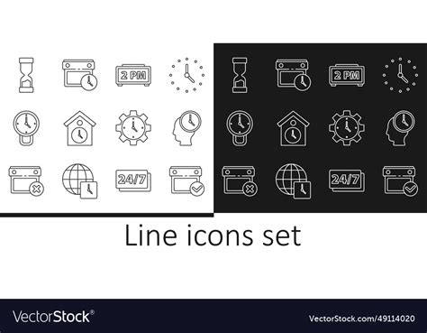 Set Line Calendar With Check Mark Time Management Vector Image