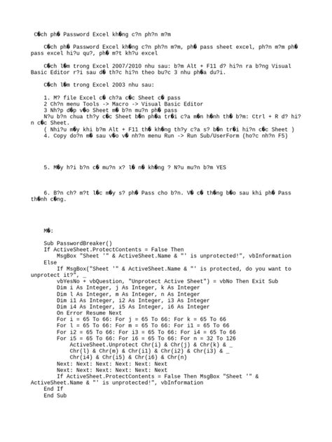 Cach Pha Pass Excell Pdf