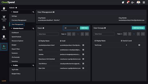Cloudspend User Management