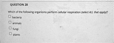 solved question 28 which of the following organisms perform cellular