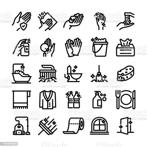 깨끗하고 위생적인 벡터 일러스트레이션 그래픽 편집 가능한 획 크기 간단한 격리 아이콘입니다 기호 기호 요소 아이콘 세트 아이콘에 대한 스톡 벡터 아트 및 기타 이미지