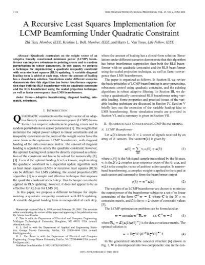 a recursive least squares implementation for lcmp beamforming