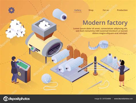 원사 생산 공장용 자동화 기계 스톡 벡터 © 307034898