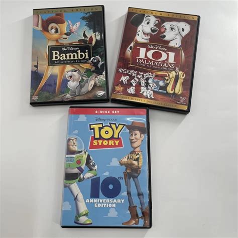 Walt Disney Dvd Lot Of 3 Movies 101 Dalmatians Bambi And Toy Story