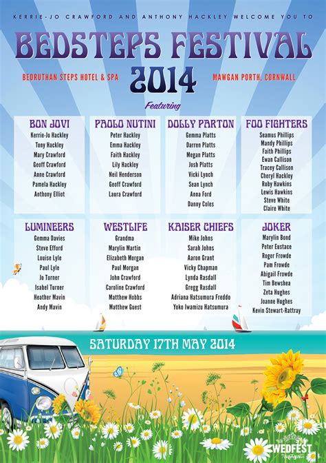 Beach Festival Wedding Seating Plan Wedfest