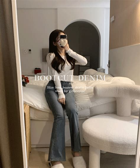 소녀레시피 [소레made][애쉬그레이] 키작녀 슬림 롱 부츠컷 데님 팬츠 Pt 아담 기본 Ver 히든밴딩