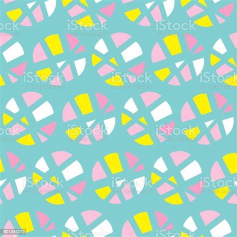 현대 기하학 패턴 원활한 벡터 일러스트입니다 표면 인쇄 디자인과 웹 장미빛 노란색과 파란색 색상 펑키 동적 여름의 모티브 현대 테크 텍 스타일 인쇄 권적운에 대한 스톡 벡터