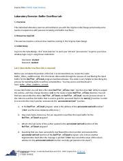 Lab BufferOverflow Lab Docx Course Title CS Cyber Defense Laboratory Exercise Buffer