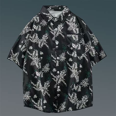 Badubg Лятна риза с къс ръкав с флорални мотиви Мъжка и дамска красива