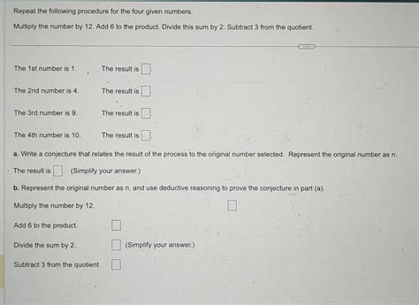 Solved Repeat The Following Procedure For The Four Given Numbers