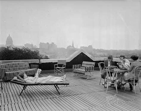 Coeds On Roof Of Ann Emery Hall Photograph Wisconsin Historical