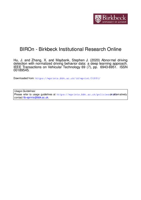 Pdf Abnormal Driving Detection With Normalized Driving Behavior Data A Deep Learning Approach