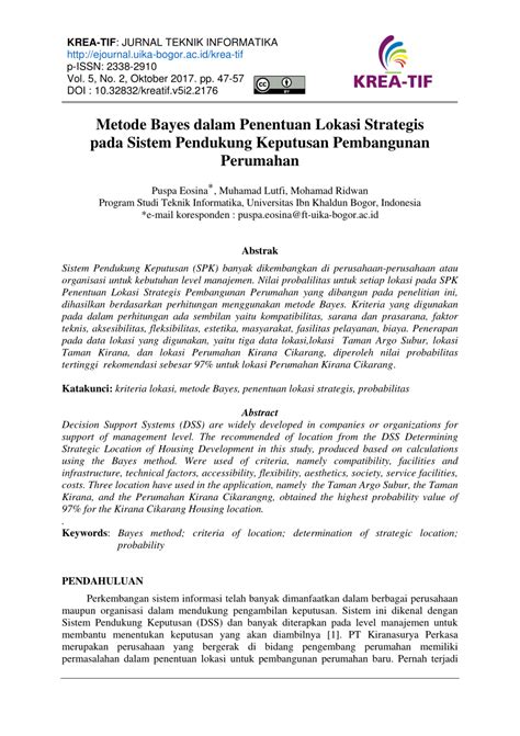 Pdf Penentuan Model Terbaik Pada Metode Naive Bayes Classifier Dalam