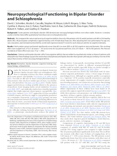 Pdf Overlapping Of Clinical Symptoms Between Schizophrenia And Bipolar Disorder Gorana