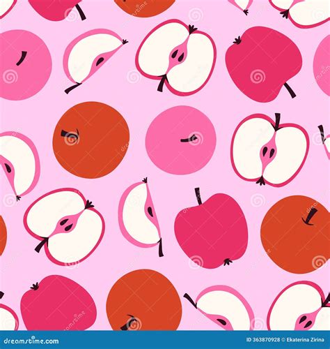 Seamless Red Apple Pattern Vector Fruit Background Textile Fabric Design