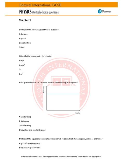 Igcse Physics Mcq 1 Movement And Position Pdf Velocity