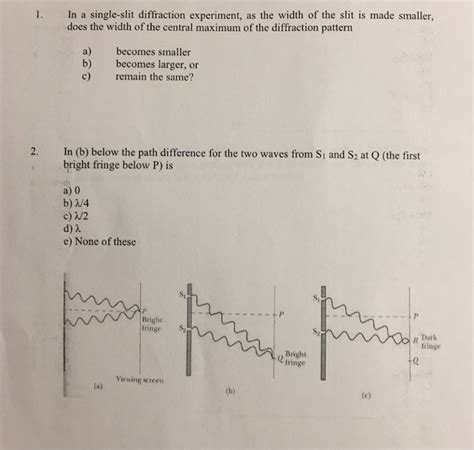 Solved In A Single Slit Diffraction Experiment As The Width