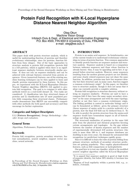 Pdf K Local Hyperplane Distance Nearest Neighbor Algorithm And Protein Fold Recognition