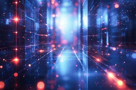 Futuristic Data Tunnel Visualization Depicting High Speed Information Transfer Stock