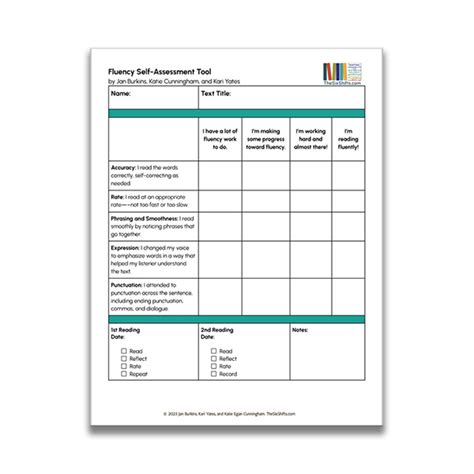 Reading Fluency Assessment Pdf Self Tracking Tool