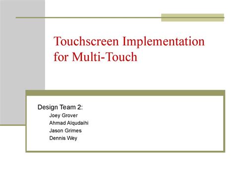 Touchscreen Implementation For Multi Touch Online Presentation