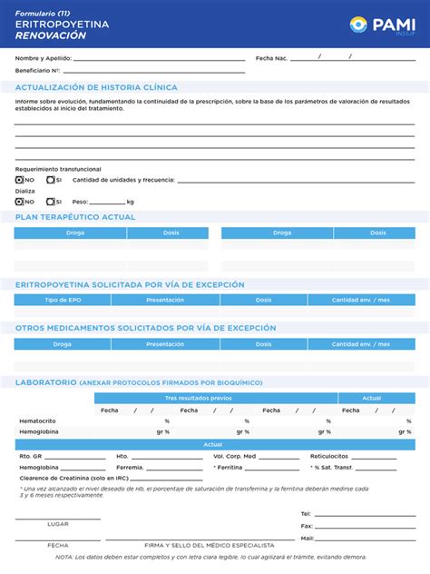 11 Formulario Eritropoyetina Renovacion Pdf Ciencias De La Salud Drogas