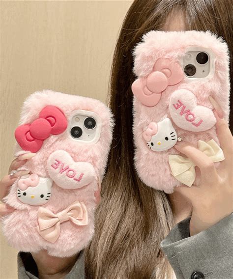 키티 핑크 리본 퍼 케이스 키치 아이폰 아이폰케이스 폰케이스 아이폰키티 아이폰헬로키티 헬로키티 헬로키티케이스 키티케이스 가을케이스 겨울케이스 털 털케이스 핑크케이스 리본