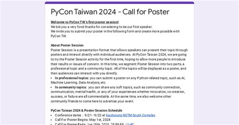 Europython On Linkedin Pycon Taiwan 2024 Call For Poster