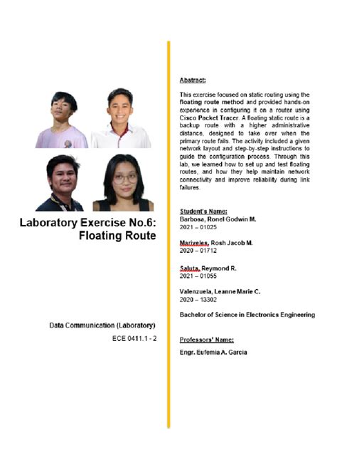 Group G Networkslab 6 Floating Route Ver 20 Pdf Pdf Router Computing Routing