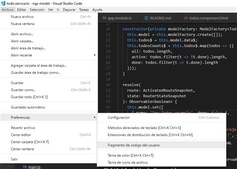 NgServe Creación de snippets en Visual Studio Code