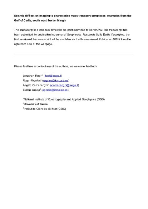 Pdf Seismic Diffraction Imaging To Better Characterise Mass Transport