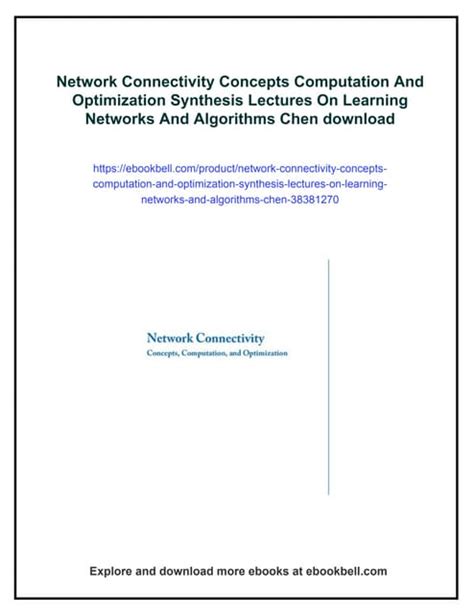 Network Connectivity Concepts Computation And Optimization Synthesis