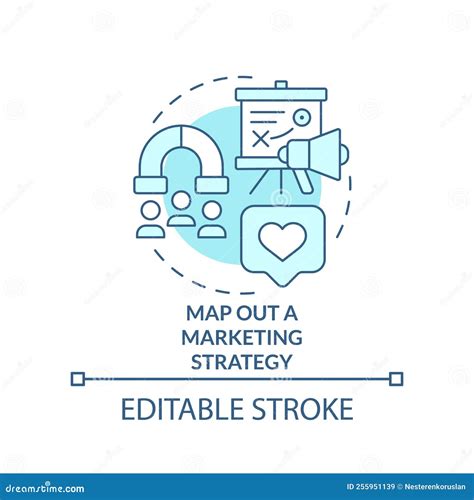 Map Out Marketing Strategy Turquoise Concept Icon Stock Vector