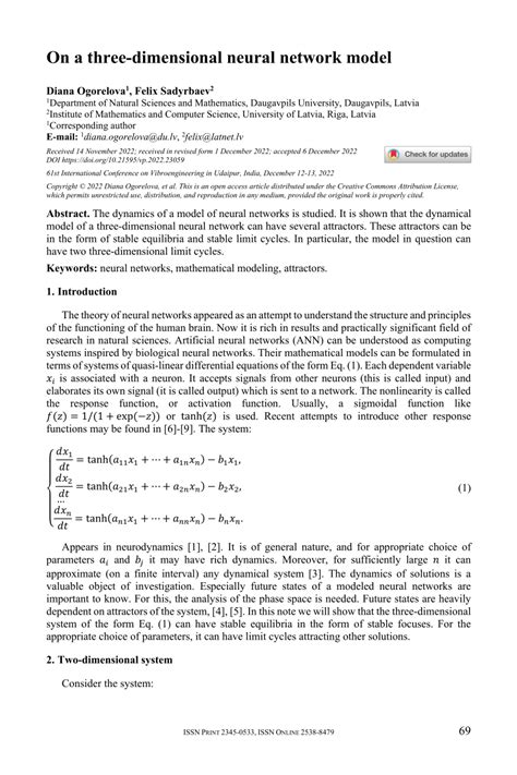 Pdf On A Three Dimensional Neural Network Model