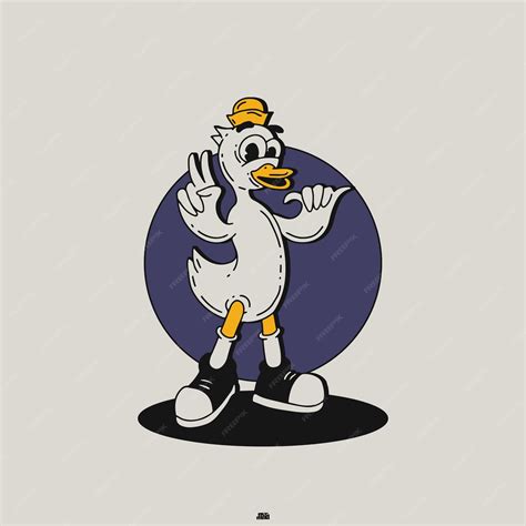 Premium Vector Duck Hand Drawn Mascot Illustration