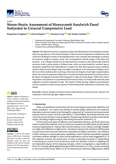 Pdf Stressstrain Assessment Of Honeycomb Sandwich Panel Subjected To